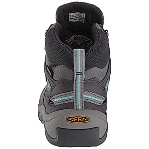 KEEN Women's Steens Mid Height Leather Waterproof Hiking Boots, Steel Grey/Ocean Wave, 11