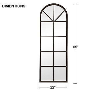 Dewfig Arched Wall Full Length Mirror 22"x65", Black Arched Window Mirror, Vanity Mirror for Bathroom, Bedroom, Entryway, Wall Mirror Full Length with Metal Frame, Arch Top Wall Mirror, Black