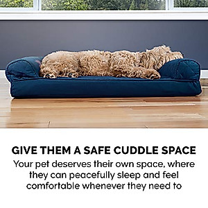 Furhaven Orthopedic Dog Bed for Large Dogs w/ Removable Bolsters & Washable Cover, For Dogs Up to 95 lbs - Quilted Sofa - Navy (Blue), Jumbo/XL