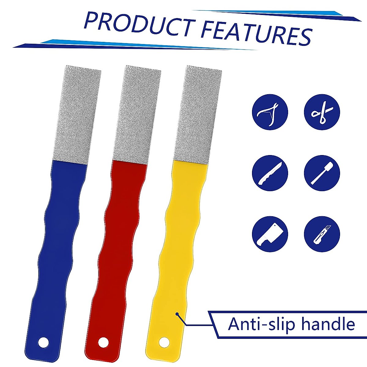 6 Pcs Diamond Sharpening Hones Sets Color Coded Diamond Sharpening Hone Sharpening Stones Diamond Sharpener Set Diamond Paddles Sharpening Tools Flat Hand File Knife Sharpener for Hunting, Outdoor