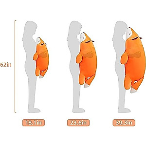 Niuniu Daddy Fox Stuffed Animals Not Weighted, Cute Big Lying Fox Plush Toy, 18.1in Kawaii Soft Plushies, Hugging Body Pillow for Christmas/Birthday/Party Gifts Presents for Kids Girls Boys Adults