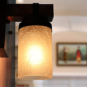 Eumyviv Frosted Glass Lamp Shade with Crackle Finish, 2 Pack Cylinder Glass Light Cover Replacement with 1-5/8-inch Fitter Opening for Wall Sconce Chandelier A00027