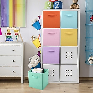 MaidMAX Cloth Storage Bin with Dual Handles for Home Closet Drawers Organizer Foldable 10.5×11 inches, Set of 6, 6 Colors