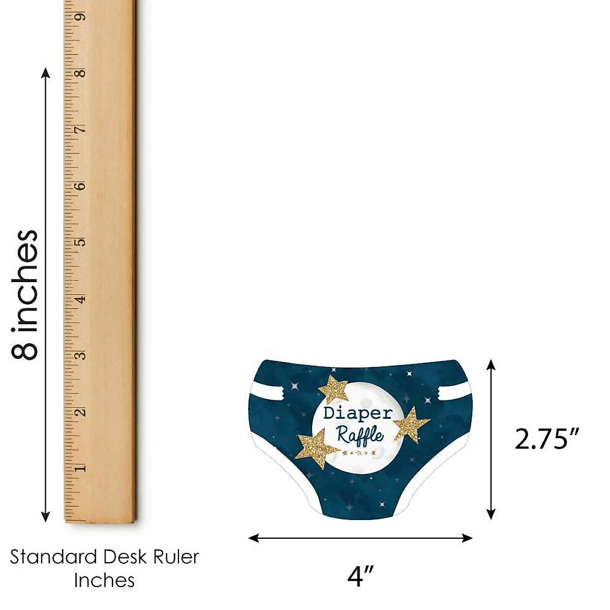 Big Dot of Happiness Twinkle Twinkle Little Star - Diaper Shaped Raffle Ticket Inserts - Baby Shower Activities - Diaper Raffle Game - Set of 24