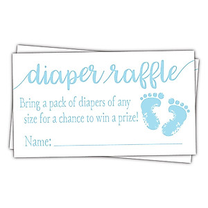 50 Blue Baby Feet Diaper Raffle Tickets - Boy Baby Shower Game