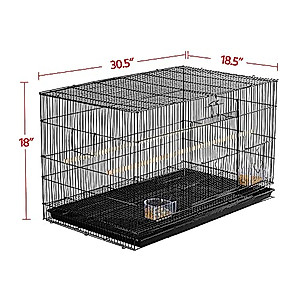 Yaheetech 30-inch Rectangle Stackable Breeding Flight Parakeet Bird Cage for Finches Budgies Cockatiels Conures Lovebirds Canaries Parrots w/Slide-Out Tray, Black