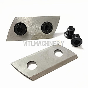 10 Sets Garden Shredder Chipper Blades (20pcs) + Screws (40pcs) Wood Chipper Knives Curved for Wood Chipper Machine Replacement Part Hole Pitch: 35mm