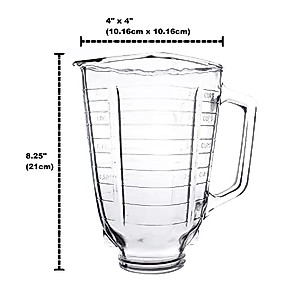 Univen 5 Cup Glass Square Top Blender Jar fits Oster & Osterizer Blenders