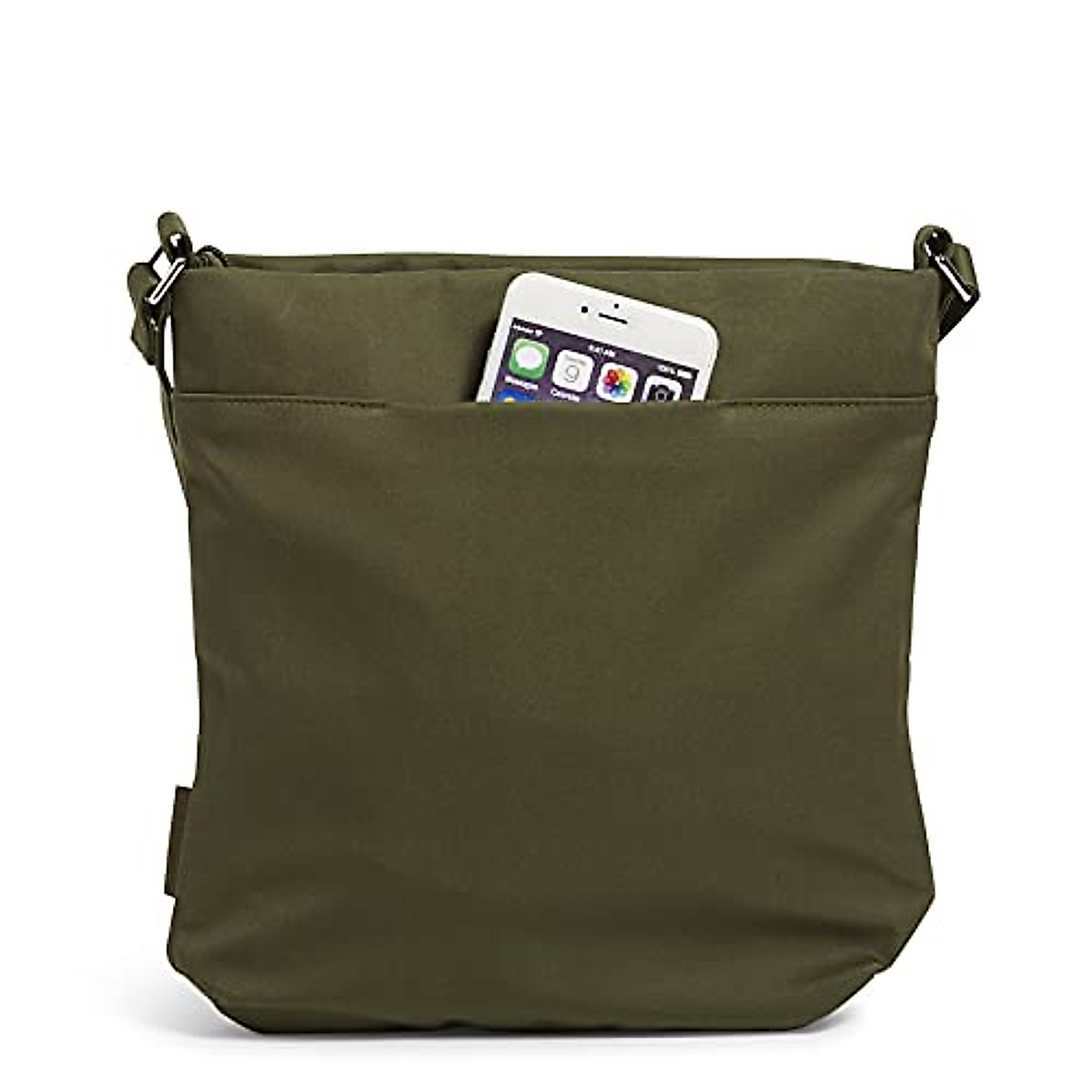 Vera Bradley Women's Cotton Triple Zip Hipster Crossbody Purse, Climbing Ivy Green, One Size