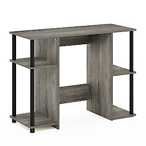 Furinno Jaya Computer Study Desk With Open Storage, French Oak Grey/Black