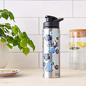 Silver Buffalo Disney Lilo and Stitch Double Walled Stainless Steel Water Bottle, 25 Ounces