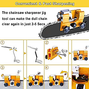 Chainsaw Sharpening Kit, Fast Chain Saw Shaperener Tool, Portable Chainsaw Sharpening Jig, Hand Crank Chainsaw Blade Sharpener, Electric Chainsaw File/Sharpener Accessories for All Kinds of Chain Saws