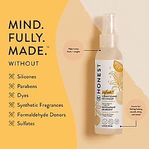 The Honest Company Conditioning Hair Detangler 3-Pack | Leave-in Conditioner + Fortifying Spray | Tear-free, Cruelty-Free, Hypoallergenic | Citrus Vanilla Refresh, 4 fl oz each (pack of 3)