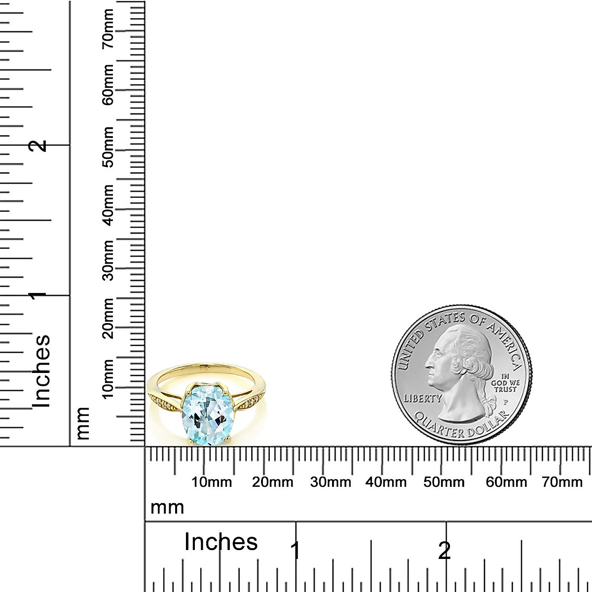 Gem Stone King 14K Yellow Gold 10X8MM Oval Gemstone Birthstone and White Diamond Engagement Ring | Wedding Anniversary Promise Gold Ring For Women | Size 5,6,7,8,9