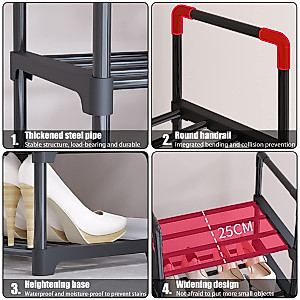 XIHAMA Shoe Rack 5 Tiers Tall Shoe Rack for Entryway 20-24 Pairs Shoe and Boots Sturdy Organizer Storage Shelf Space Saving Large Shoe Tower Durable Black Metal Stackable Shoe Cabinet