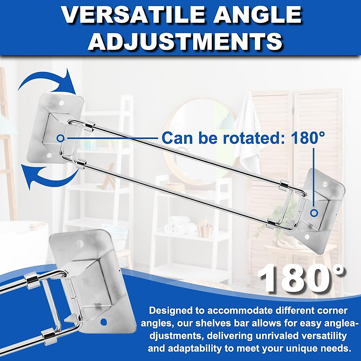 Quixleen 1 Pack Rv Shower Corner Storage Bar Adjustable Length of 7-13 Inch RV Must-Have Bathroom Accessories Rotating RV Bath Accessory for Securing for Camper/Travel Trailer Bath