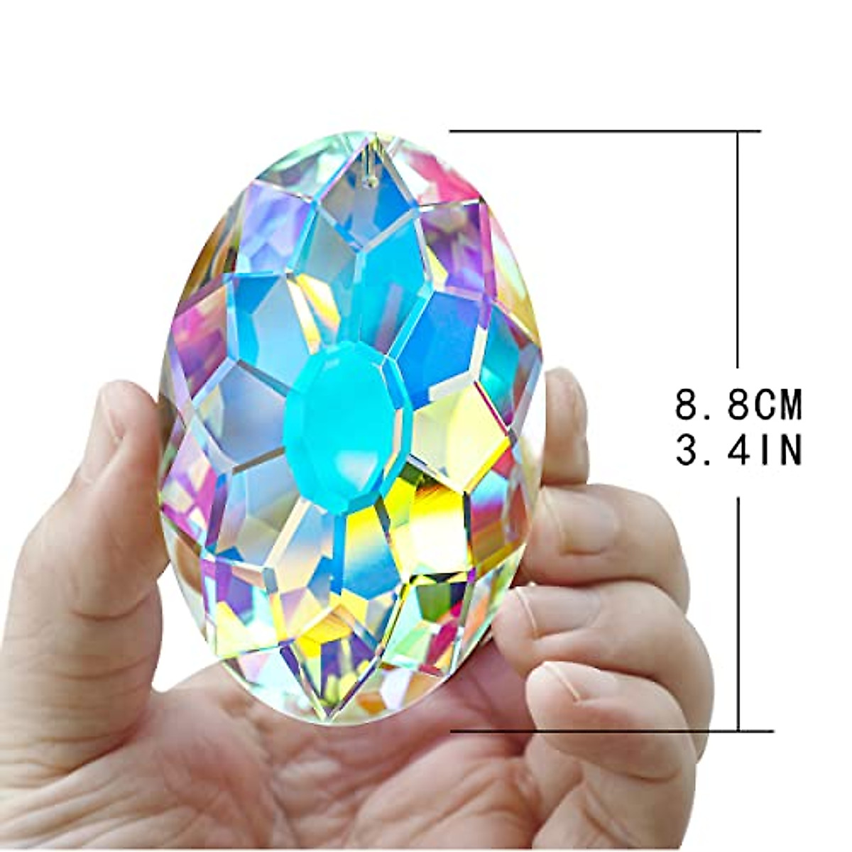 AB Coating Hanging Window Crystal Prism Suncatcher Rainbow Maker Glass Hanging Pendant Ornaments for Home Garden Decoration (89mm,3.5inch)