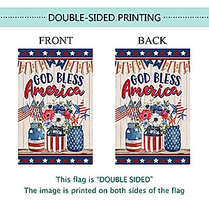 Baccessor Memorial Day Patriotic Garden Flag Double Sided 4th of July God Bless America Flower Vase Independence Day Yard Flag Outdoor Outside Holiday Decoration 12.5x18 Inch