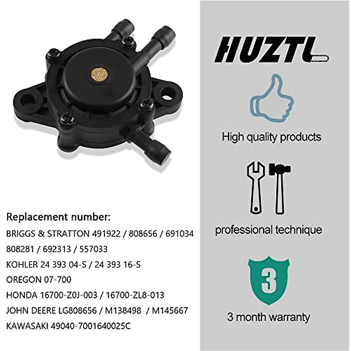 HUZTL Fuel Pump for 24 393 16-S CH17-CH25 CV17-CV25 CH730-CH740 CV730-CV740 17HP-25HP 808656 491922 JOHN DEERE LG808656 16700-Z0J-003 FH661V FD731V FH381V FH430V FH45 engine Lawn Mower