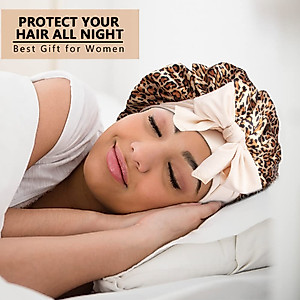 5pcs Satin Bonnets for Black Women, Large Bonnet with Tie Band, Jumbo Braids Bonnet, B