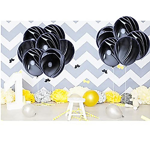 Black Marble Balloons 12 Inch Marble Agate Latex Balloons 50PCS Black and White Marble Balloons Tie Dye Black Balloons for Birthday Party Decorations Wedding Baby Shower Halloween Festival Photobooth