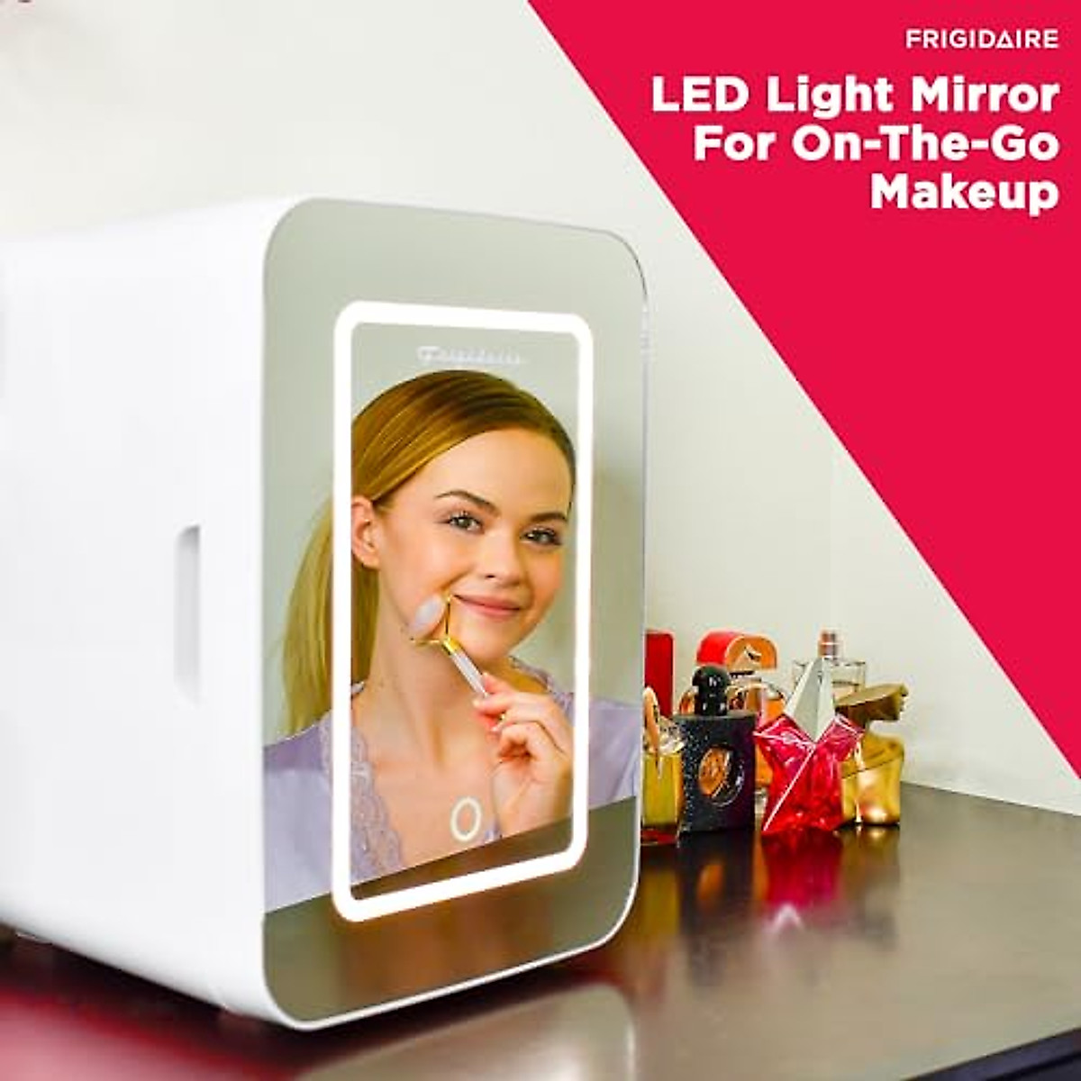 FRIGIDAIRE EFMIS170-WHITE EFMIS170, Skincare Mini Fridge, 10L Capacity, Includes Home Plug & 12V Car Charger, Chills 15 Cans, 2022 version, WHITE, No Size