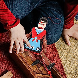 ABOOFAN 4Pc Funny Wooden Toy Ornaments Hanging Decoration Wood Puppet Doll Toys Wooden Hanging Puppet Toys Marionette Pull String Puppet Doll Toys(Random Style)