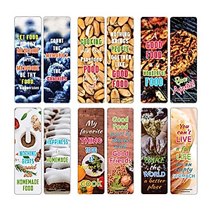 Creanoso Inspiring Sayings Food Lovers Series 2 Bookmarks (12-Pack) – Premium Gift Set – Awesome Bookmarks for Chefs, Cooks, Adult Men & Women – Six Bulk Assorted Bookmarks Designs