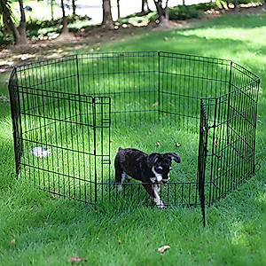 PEEKABOO Dog Pen Pet Playpen Dog Fence Indoor Foldable Metal Wire Exercise Puppy Play Yard Pet Enclosure Outdoor 8 Panels 24 Inch (Only Black playpen)