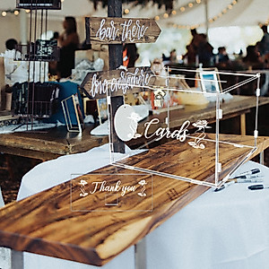 FCDECOR Wedding Card Box with Lock, Acrylic Clear Card Boxes for Wedding Reception Money Card Holder for Wedding, Baby Showers, Birthdays, Bridal or Graduation Party Supplies, 11" Clear