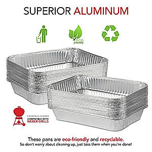 Stock Your Home 2” Aluminum Drip Pan (25 Count) Disposable Foil Liner, Compatible with Weber Grills, Dripping Pans, BBQ Grease Tray to Catch Oil, Outdoor Weber Grill Accessories