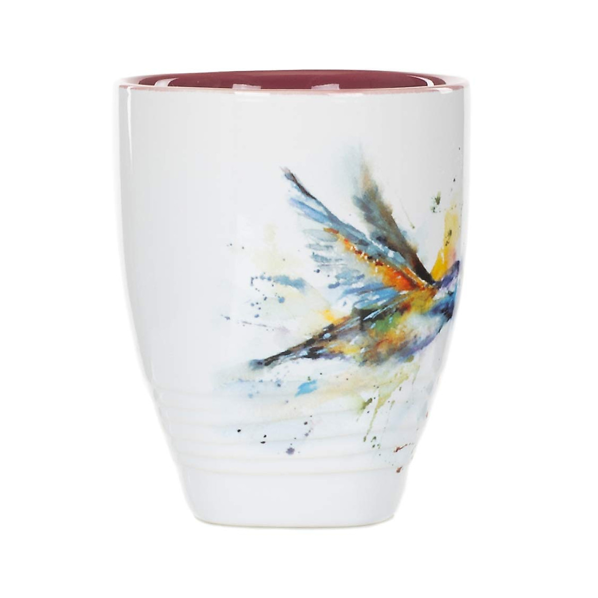 DEMDACO Dean Crouser Hummingbird Watercolor Red On White 16 Ounce Glossy Stoneware Mug With Handle