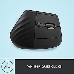 Logitech Lift Vertical Ergonomic Mouse, Wireless, Bluetooth or Logi Bolt USB receiver, Quiet clicks, 4 buttons, compatible with Windows/macOS/iPadOS, Laptop, PC - Graphite