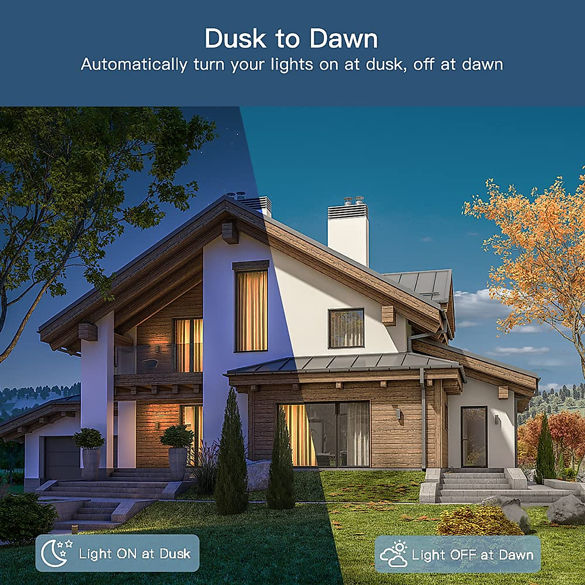 [New Version] TREATLIFE Outdoor Smart Dimmer Plug, 2 Individual Control Sockets, 600W, Compatible with Alexa, Google Home, IP64 for Outdoor String Lights, Dusk to Dawn, 2.4Ghz WiFi Only