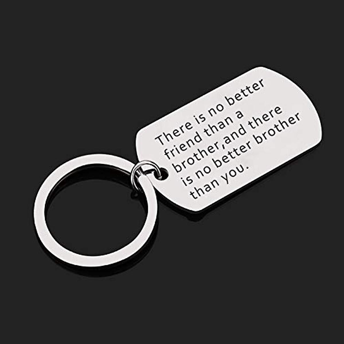 LZIYAN Lettering Tag Key Ring There is No Better Friend Than A Brother Keychain Stainless Steel Rectangle Pendant Key Chain,1#