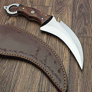 WARIVO KNIFE Karambit Knife - Fixed Blade with Sheath - Claw Knife wood Handle Sharp Blade - Camping Knives - Karambits for Men and Women - Best for Hiking Survival Hunting Fishing