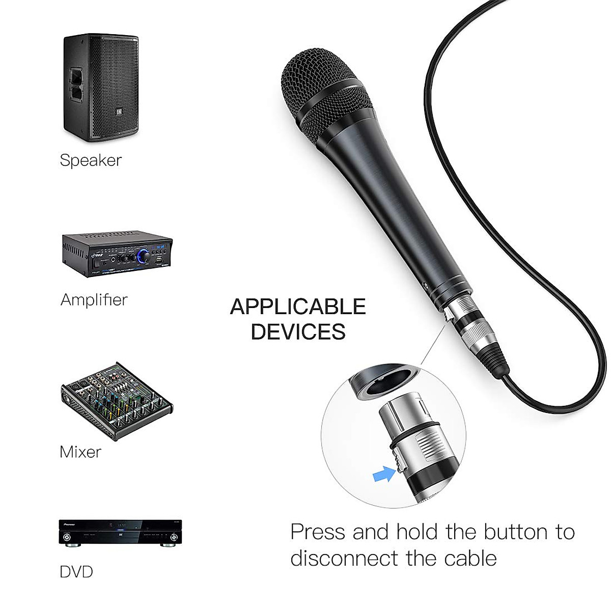 Fifine Karaoke Microphone, Dynamic Vocal Microphone for Speaker,Wired Handheld Mic with On and Off Switch and14.8ft Detachable Cable-K6