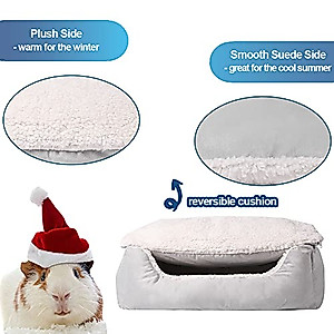 ANPPEX Bunny Bed Rabbit Bed, Cushion for Cat, Guinea Pig Bed Mat, Kitten Hamster Small Cat Dog Bed, with Washable Removable Cushion
