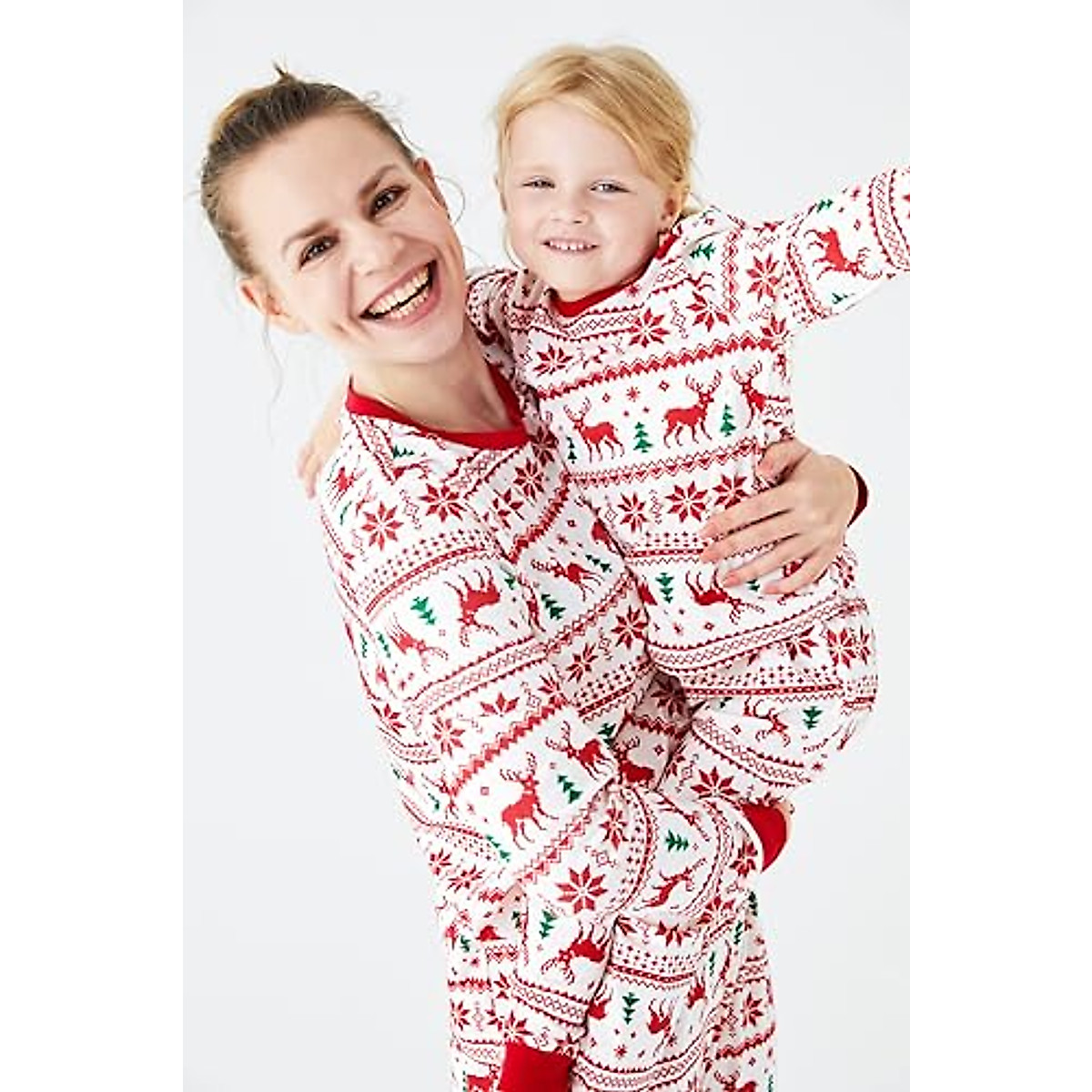 PATPAT Family Christmas Pajamas Matching Sets Reindeer and Snowflake Patterned Sleepwear Xmas Holiday PJS Set Women X Large