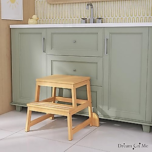 Dream On Me 2-in-1 Funtastic Tower and Step Stool, Easy to Assemble, Multi-Purpose Stool with Non-Toxic Paint Finish, Made of Solid Pinewood, Natural