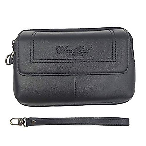 Hebetag Leather Clutch Purse Wallet for Men Phone Holder Wrist Strap Bag Wristlet Coin Money Pouch Business Multiple Compartments Handbag Black