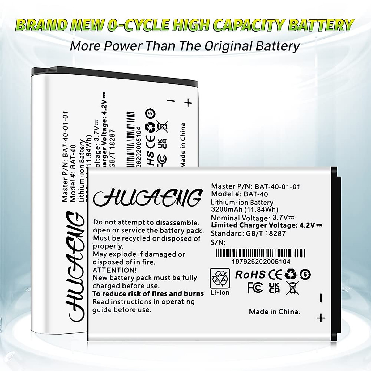 HUAENG BAT-40 Battery, (Upgraded) 3200mAh High Capacity Replacement Battery for AT&T IFWA-40 IFWA40 Mobile Hotspot Rechargeable Lithium-ion Battery
