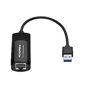 Monoprice USB 3.0 to Gigabit Ethernet Adapter, Supports 10/100/1000 Mbps Connections, Plug-N-Play, Compatible with Windows, MacOS, Linux, and Android Systems