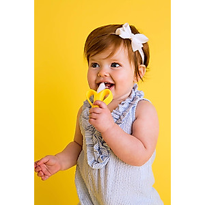 Baby Banana Yellow Banana Infant Toothbrush, Easy to Hold, Made in the USA, Train Infants Babies and Toddlers for Oral Hygiene, Teether Effect for Sore Gums, 4.33" x 0.39" x 7.87"
