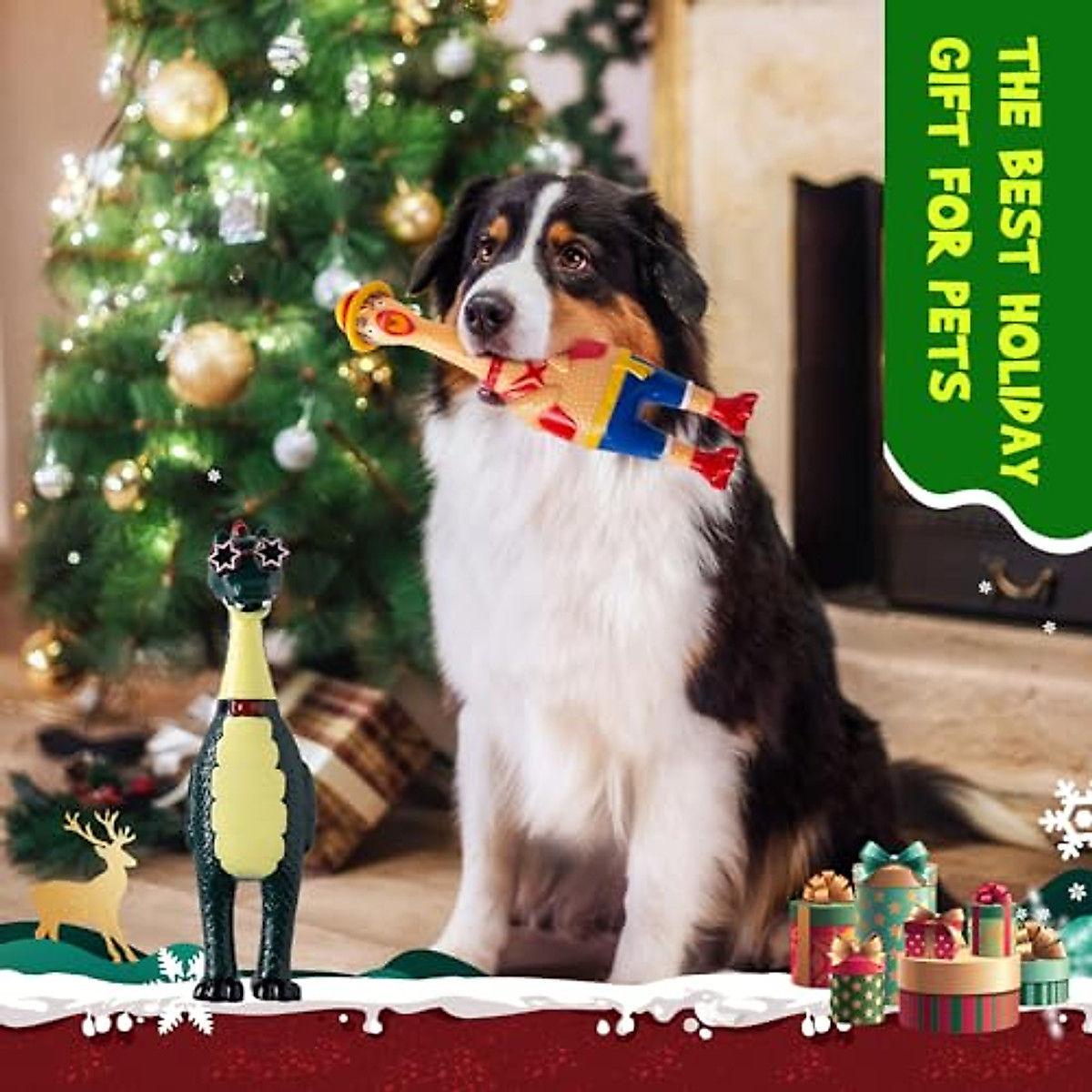 Lufei Squeaky Rubber Chicken Dog Toy - Screaming Dinosaur Squeaky for Small/Medium Dogs