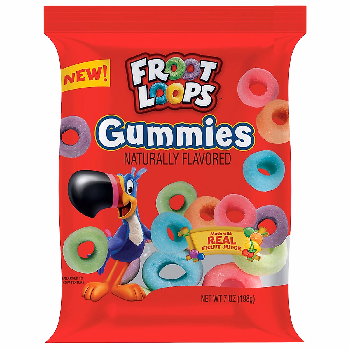 Needzo Froot Loops Gummies, Assorted Real Fruit Juice Flavored Gummy Candy Bags, Nostalgia Favorite Cereal Flavored Candies, 7 Ounces Each, Pack of 2