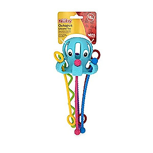 Nuby Octopus 100% Silicone Pull String Interactive Toy: 18M+, Multi
