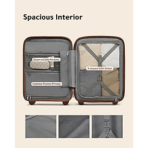 LUGGEX Carry On Luggage with Spinner Wheels, PP Lightweight Suitcase with TSA Lock, Expandable Luggage for Travel without USB (Rose Gold, 20 Inch, 42L)