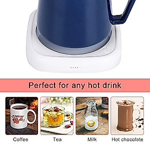 Coffee Warmer with Automatic Shut Off for Office Home Use, Electric Cup Beverae Plate for Candle, Water, Cocoa, Milk (White)