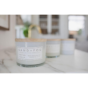 Sand + Fog Scented Candle - Tahitian Vanilla – Additional Scents and Sizes – 100% Cotton Lead-Free Wick - Luxury Air Freshening Jar Candles - Perfect Home Decor – 12oz